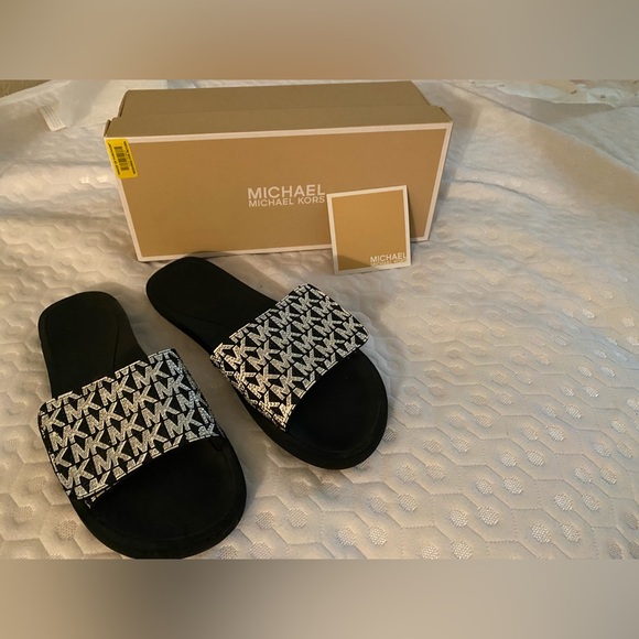MICHAEL Michael Kors | Shoes | Michael Kors Mk Slide Logo Sandals ...
